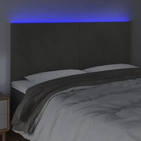 Čelo postele s LED tmavě šedé 200x5x118/128 cm samet 3122211