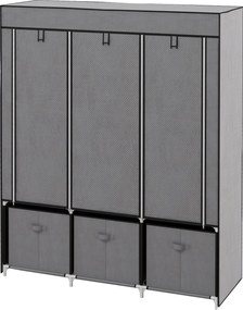 HOMCOM Textilní Skříň s Věšákem, Zásuvkami a Zipem, Skládací Skříň pro Ložnici a Šatnu, 125 x 43 x 162,5 cm, Tmavě Šedá | Aosom