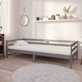 Denní postel s matrací 90 x 200 cm šedá masivní borové dřevo 3083556