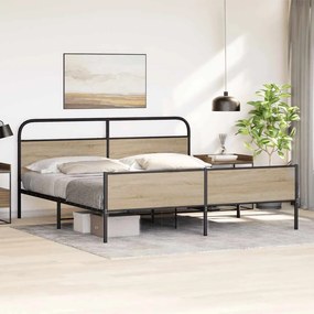 Kovový rám postele bez matrace kouřový dub 150 x 200 cm 3318678
