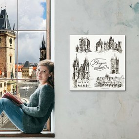 DUBLEZ | Černobílý obraz Prahy ze dřeva