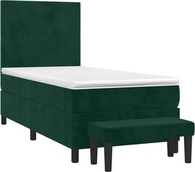 Box spring postel s matrací tmavě zelená 80 x 200 cm samet 3137692