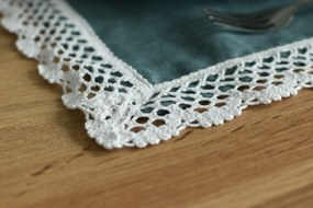 Nelly Lněné prostírání s paličkovanou krajkou - petrol