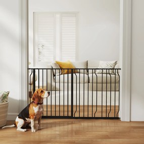 Bezpečnostní branka pro psy PawHut, 75-145 cm, nastavitelná, otevírání do dvou směrů, dvojité zamykání, montáž bez vrtání, ABS, ocel, černá