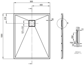 Aplomo Correo obdélníková sprchová vanička, antracit Rozměr vaničky: 100x70cm