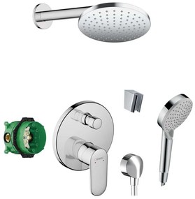 Hansgrohe - Sprchový set s baterií pod omítku, s tělesem, průměr 20 cm, 2 proudy, chrom SANI21HHH012