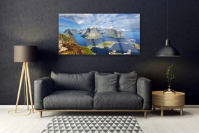 akrylový obraz Hory Moře Záliv Krajina 120x60 cm