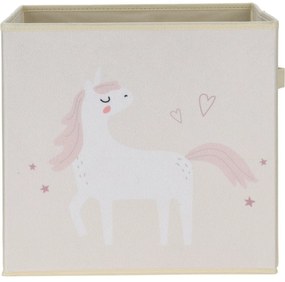 Dětský textilní box Unicorn dream bílá, 32 x 32 x 30 cm