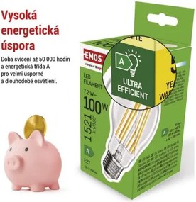 Emos lighting LED žárovka Filament A60 A CLASS / E27 / 7,2 W (100 W) / 1521 lm / teplá bílá 1525283279