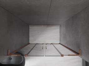 Mexen Velar L Duo, posuvné sprchové dveře do otvoru 140 cm, 8mm šedé sklo, růžové zlato, 871-140-003-42-60