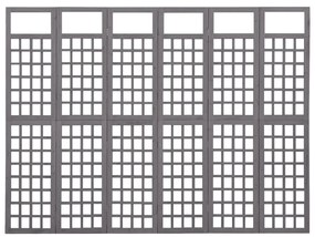 vidaXL Marketos 6dílná dělicí stěna / treláž masivní jedle šedá 242,5 x 180 cm