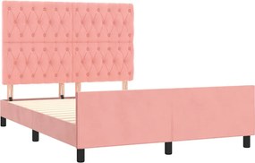 Rám postele s čelem růžový 140x190 cm samet 3125939