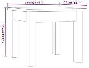 Konferenční stolek černý 35 x 35 x 30 cm masivní borové dřevo - Default Title