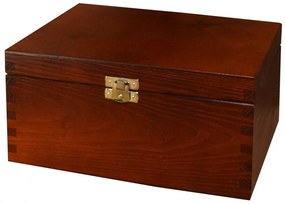 Dřevěná krabička s víkem a zapínáním - 22 x 16 x 13,5 cm, nátěr ořech