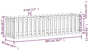 Vyvýšený záhon plotový design černý 200x50x50 cm masiv borovice,  832509