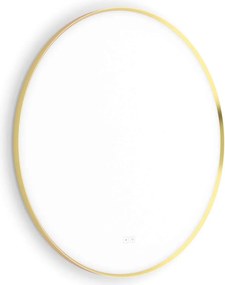 Nimco - Zrcadlo s LED osvětlením, průměr 80 cm, dvěma dotykovými senzory, kartáčovaná zlatá ZPZ 61002RVX-Z