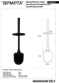 Bemeta Design Náhradní WC kartáč s rukojetí a krytkou pro 102313060, černý -