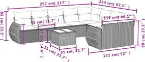 10dílná zahradní sedací souprava s poduškami šedá polyratan 3254187