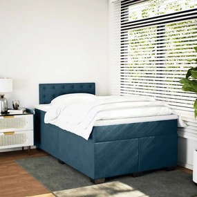 Box spring postel s matrací modrá 120 x 200 cm samet 3288598