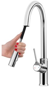 Invena Farsala, dřezová baterie s výsuvnou 2-funkční výlevkou h-433, chromová, INV-BZ-40-U01-S