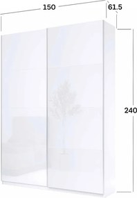 Skříň s posuvnými dveřmi 1,5x2,4 m (Dveře Lesklá Bílá), série N Family