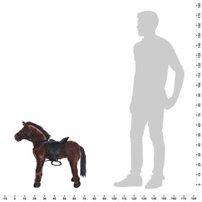 vidaXL Marketos Stojící plyšová hračka kůň tmavě hnědý XXL