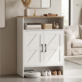 Costway Botník ve venkovském stylu s dvířky a 2 výškově – 70 × 35 × 95 cm