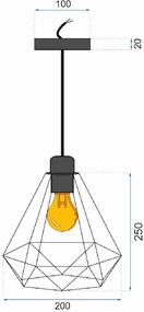 Toolight Závěsná lampa DIAMOND Light Gold 392197