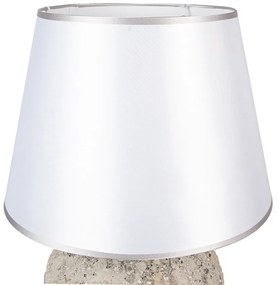Šedá terakotová stolní lampa Teracci se stříbrným stínidlem - Ø 35*59cm