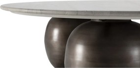 Bílý/černý kulatý konferenční stolek s mramorovou deskou ø 120 cm Tanya – MOME
