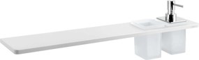 Sapho Abeline - Polička s dávkovačem a sklenkami, délka 60 cm, matná bílá/chrom AE602-0101-02