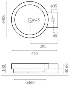 Bathco 00339 - Umyvadlo na desku ICONO 40x45 cm kámen/šedá