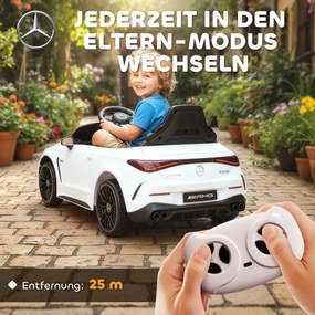 AIYAPLAY Dětské elektrické auto, design Mercedes, 12V motory, dálkové ovládání, LED světla, hudba, pro děti 3-6 let, bílé