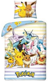 Bavlněné ložní povlečení Pokémoni - Pikachu a Eevee - 100% bavlna - 70 x 90 cm + 140 x 200 cm