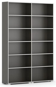 Knihovna SILVER LINE, 2 sloupce, 2230 x 1600 x 400 mm, wenge