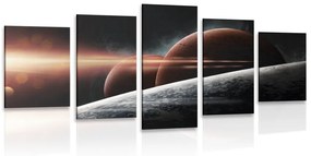 5-dílný obraz planety v galaxii - 100x50 cm