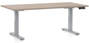 Výškově nastavitelný stůl OfficeTech D, 160 x 80 cm, šedá podnož, dub