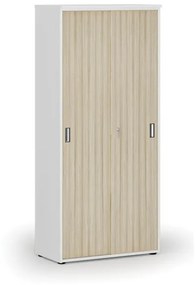 Skříň se zasouvacími dveřmi PRIMO WHITE, 1781 x 800 x 420 mm, bílá/dub přírodní