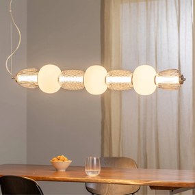 Závěsné svítidlo LED Caro, sklo šedé průhledné/opálové délka 110 cm