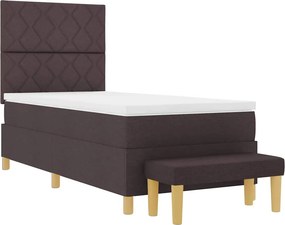 Postel s boxspringem s čelo Tmavě hnědá 200 x 100 cm textil 3344355