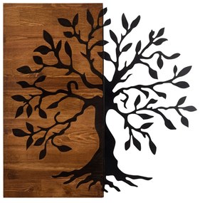 Nástěnná dřevěná dekorace TREE hnědá/černá
