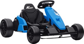 AIYAPLAY 24V elektrické Go-Kart, režim driftu, nastavitelná sedačka, 5bodový bezpečnostní pás, hudební funkce, 6–12 let, modrá
