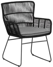OnaDnes -20% Hoorns Antracitově šedá kovová zahradní židle Avril s výpletem