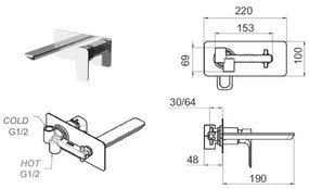 Podomítková umyvadlová baterie v leskle stříbrné barvě (1 výstup) Spy – Sapho