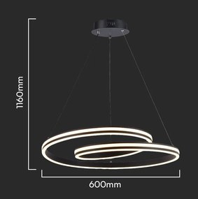 Černé závěsné LED svítidlo designové kulaté 60cm 40W CCT  - LED Solution - LED lustry a svítidla > LED lustry