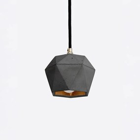 Trojúhelníkové svěšené svítidlo z betonu T2  Trojúhelníkové svěšené svítidlo z betonu T2 Dekor: Tmavý beton, Kabel: Černý, Vnitřní plocha: Zlatá