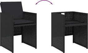 15dílný zahradní jídelní set s poduškami černý polyratan 3277758