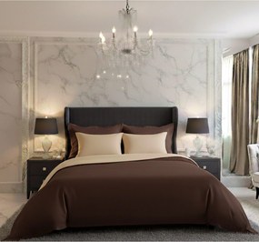 Saténové povlečení LUXURY COLLECTION tmavě hnědé/béžové - 1x 140/220, 1x 70/90cm