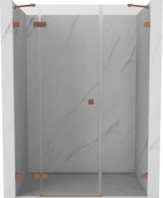 Mexen Lunar, levé otočné sprchové dveře 155 cm, 8mm čiré sklo, měděný matný profil, 834S-155-050-65-00-L