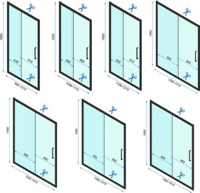Rea Rapid Slide Wall, 3-stěnný sprchový kout s posuvnými dveřmi 130 (dveře) x 80 (stěna) x 195 cm, 6mm čiré sklo, černý profil, KPL-09883